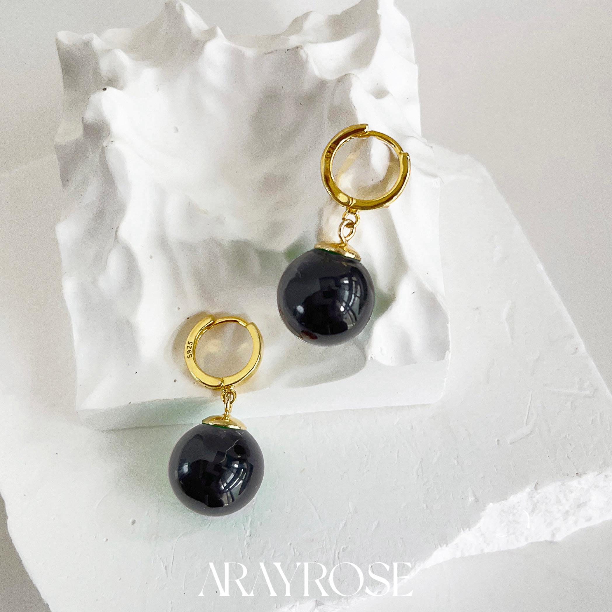 Potara Earrings, Green Yellow Black Red Natural Stones, Anime Earrings ...