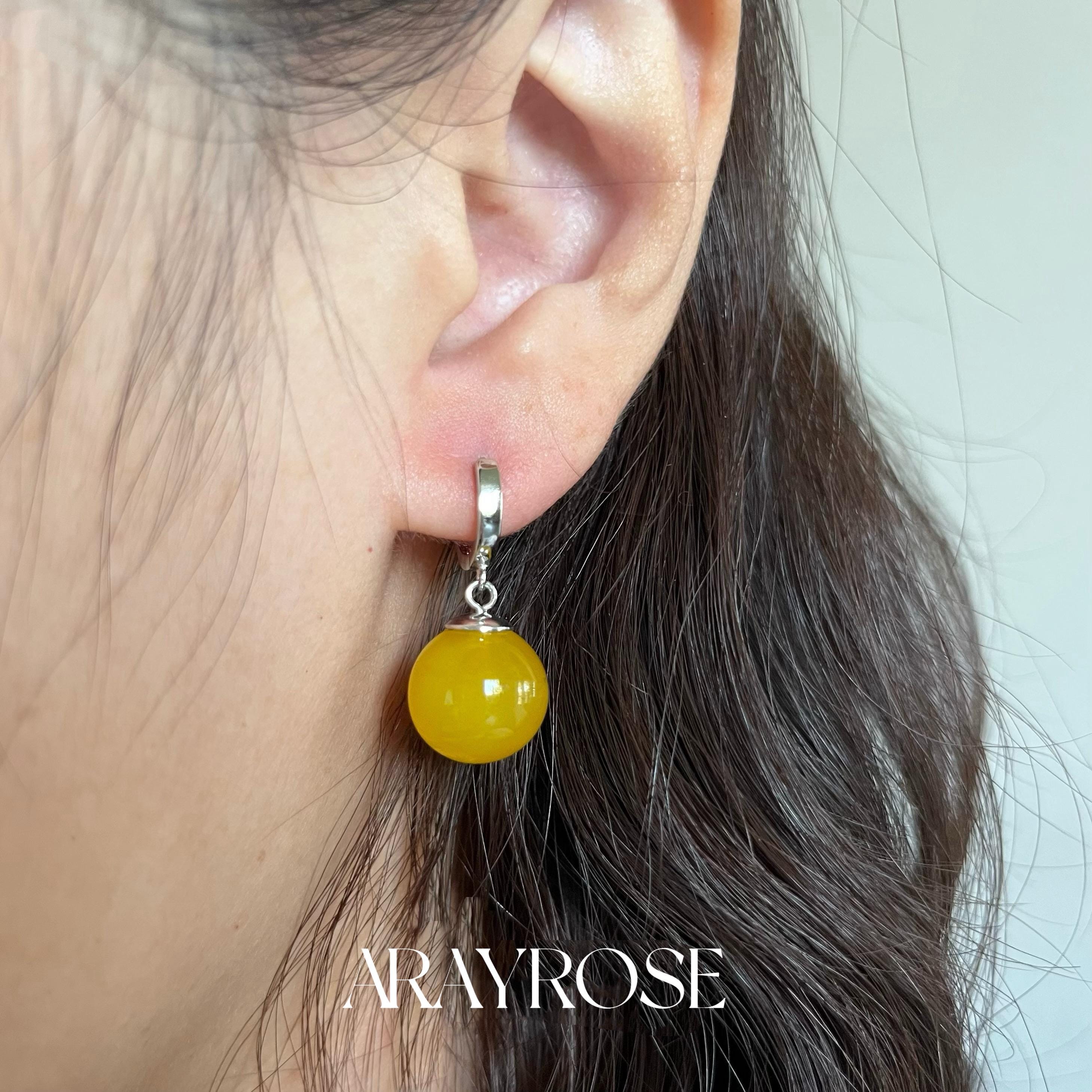 Potara Earrings, Green Yellow Black Red Natural Stones, Anime Earrings ...