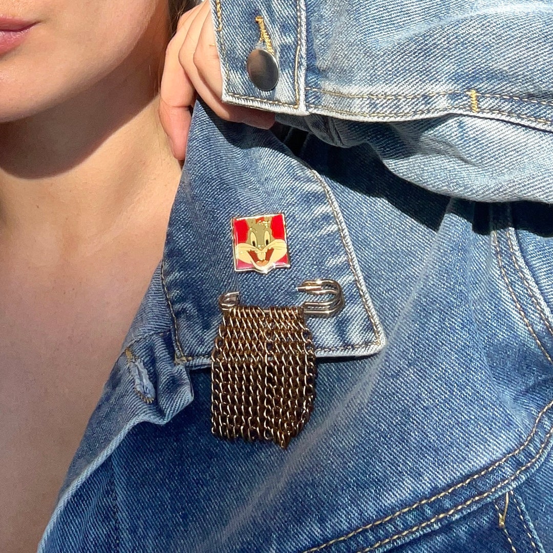 Vintage Bugs Bunny Gold Chain Brooch Combo Safety Pin Fashion Jewelry ...