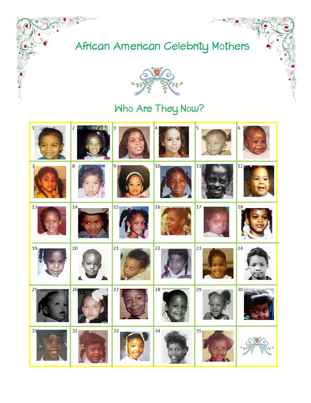 Printable Baby Shower Match Game: Celebrity African American - Etsy