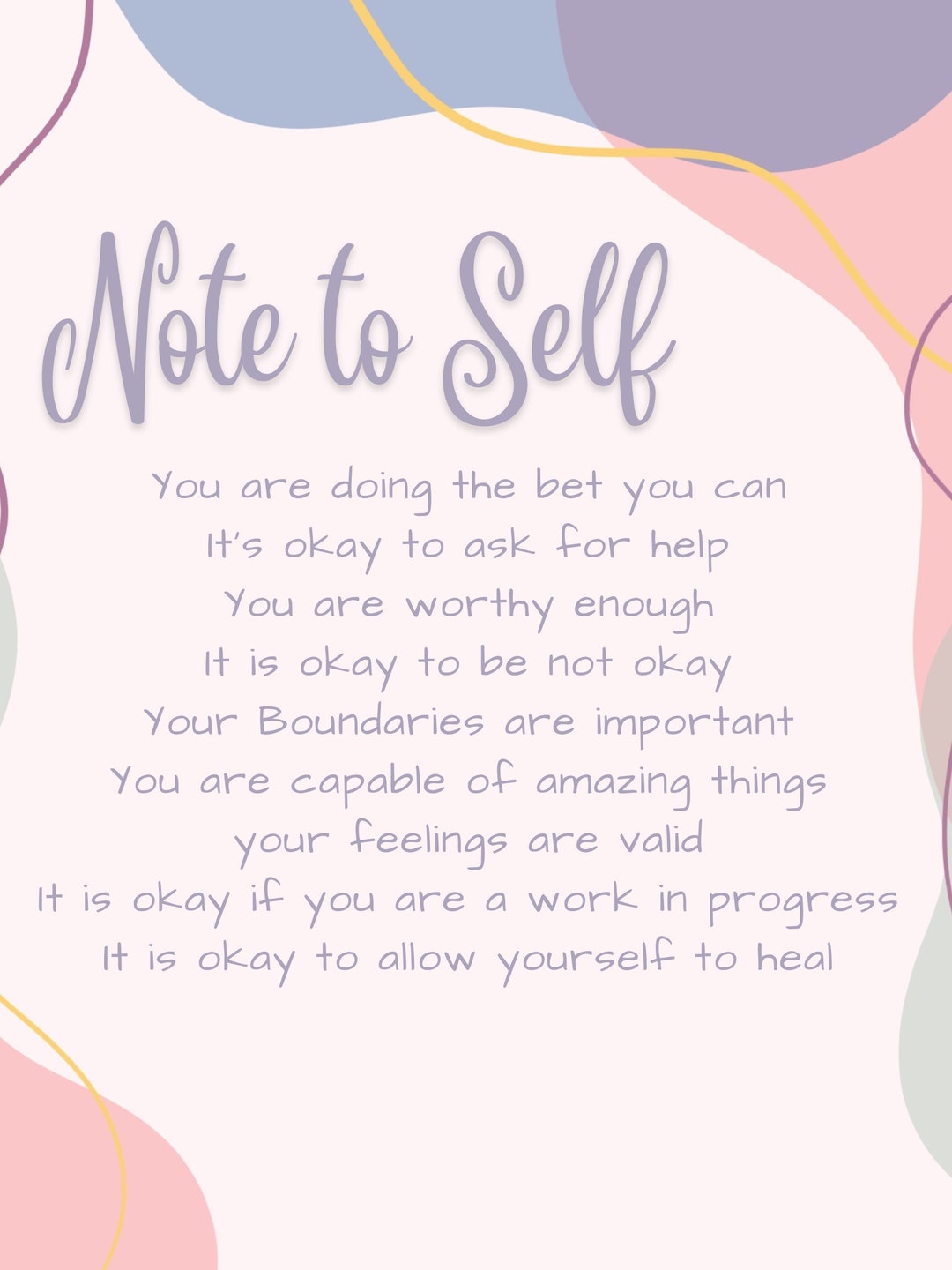 Note to Self, Single Poster - Etsy