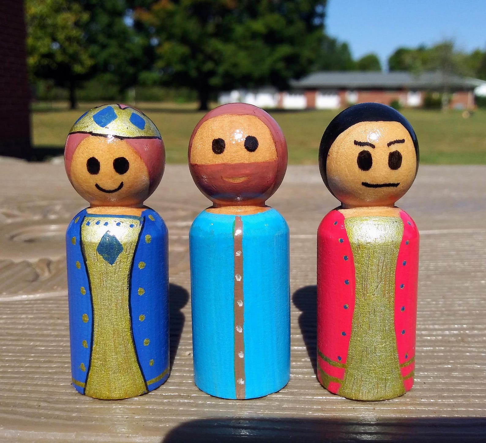 Daniel in the Lion's Den Set of 6 Hand Painted Wooden Peg Dolls 2- 3/8 ...