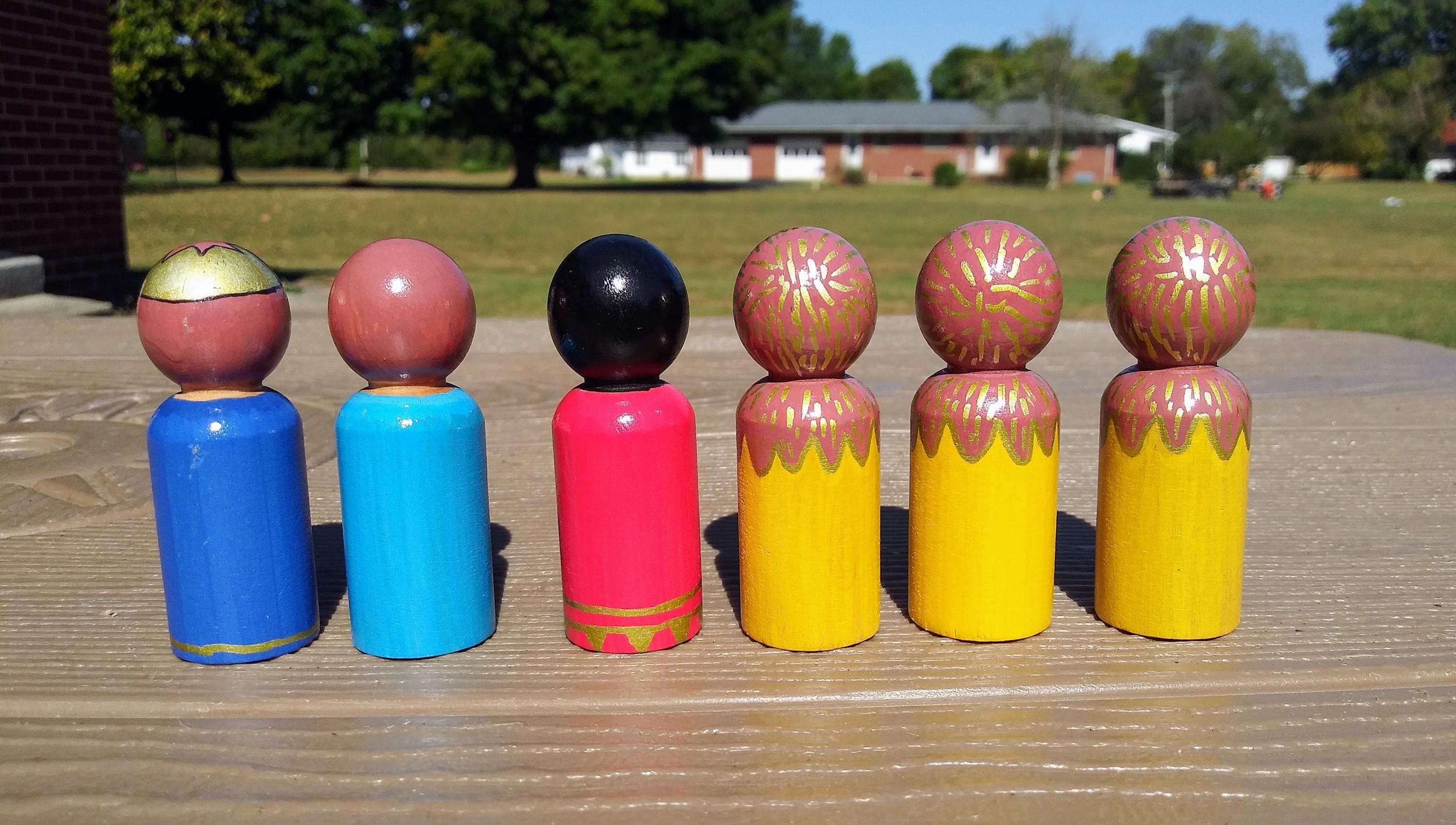 Daniel in the Lion's Den Set of 6 Hand Painted Wooden Peg Dolls 2- 3/8 ...