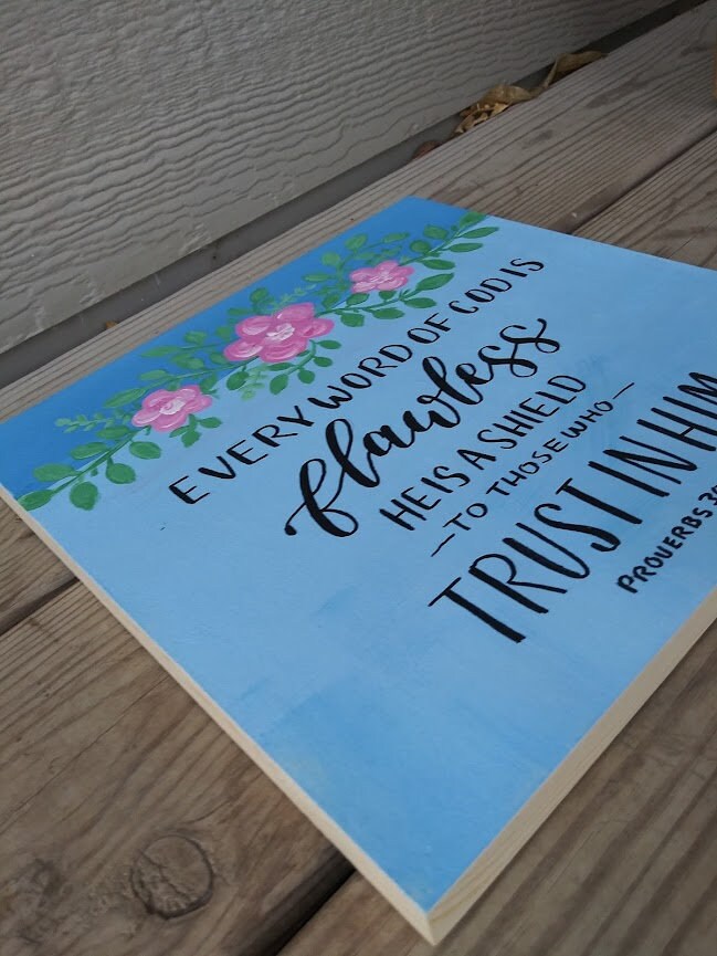 Every Word of God is Flawless 10x10 Floral Bible Verse Wood Plaque ...