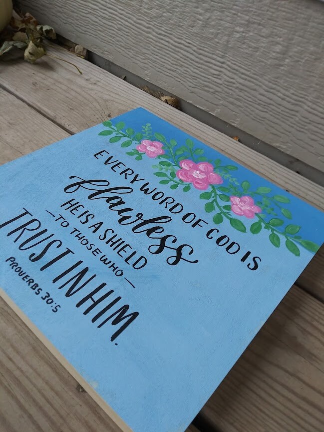 Every Word of God is Flawless 10x10 Floral Bible Verse Wood Plaque ...