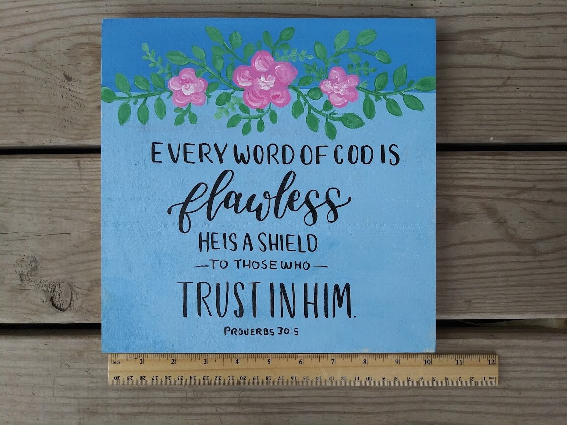 Every Word of God is Flawless 10x10 Floral Bible Verse Wood Plaque ...
