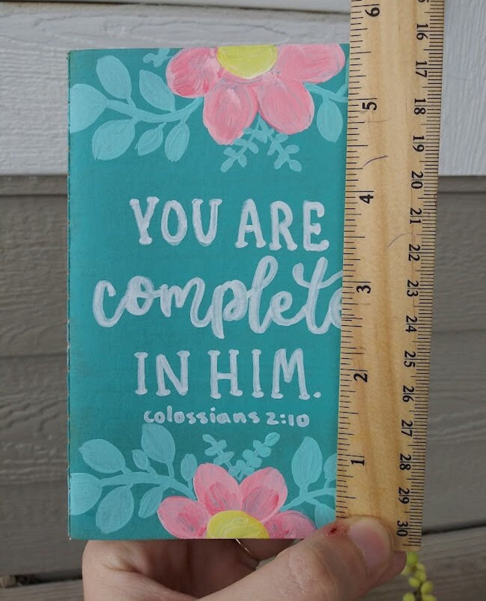 You Are Complete in Him 4x6 Hand-painted Floral Notebook, Colossians 2: ...