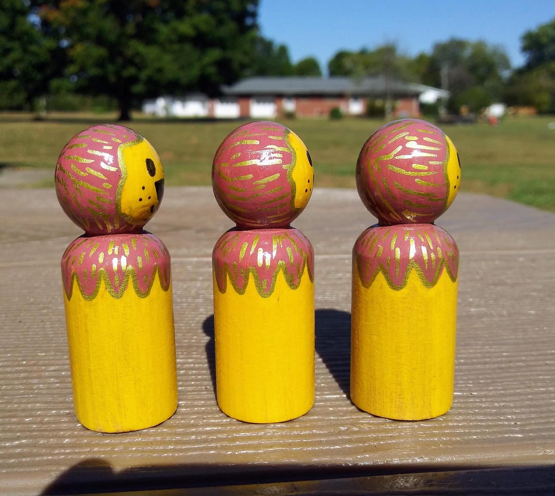 Daniel in the Lion's Den Set of 6 Hand Painted Wooden Peg Dolls 2- 3/8 ...