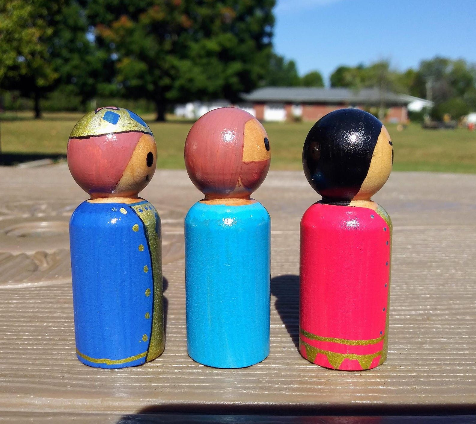 Daniel in the Lion's Den Set of 6 Hand Painted Wooden Peg Dolls 2- 3/8 ...