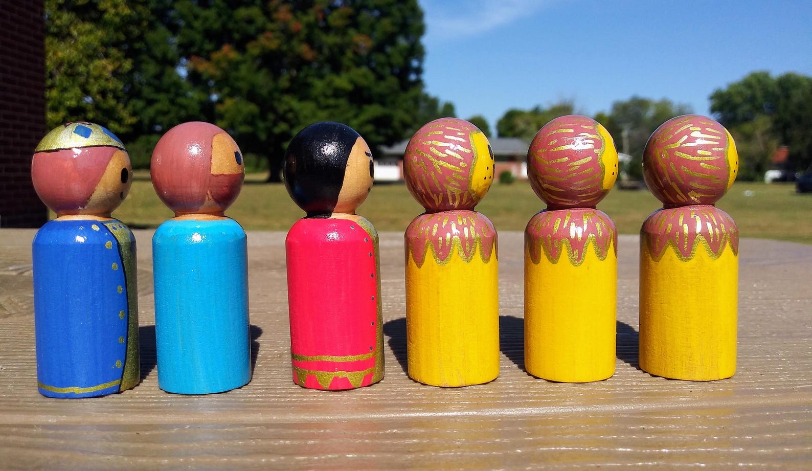 Daniel in the Lion's Den Set of 6 Hand Painted Wooden Peg Dolls 2- 3/8 ...