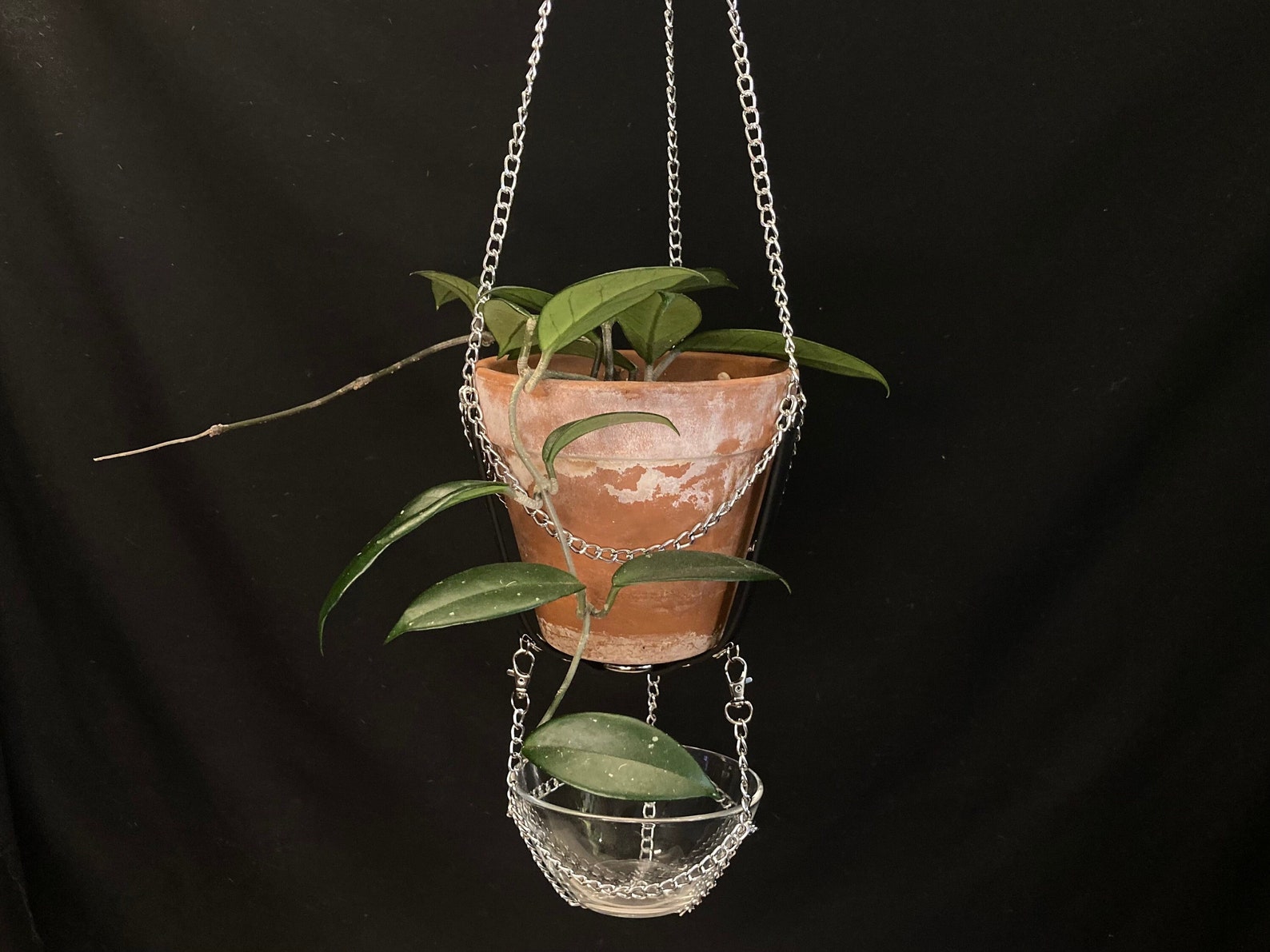 MINIMALIST Vegan Leather and Chain Plant Hanger, Fits 6-8 Inch MEDIUM ...