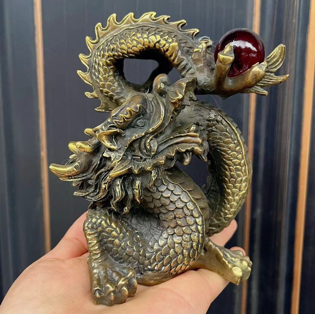 Good Luck Brass Dragon Statue wealthfengshui Decoration, Ornate Lucky ...