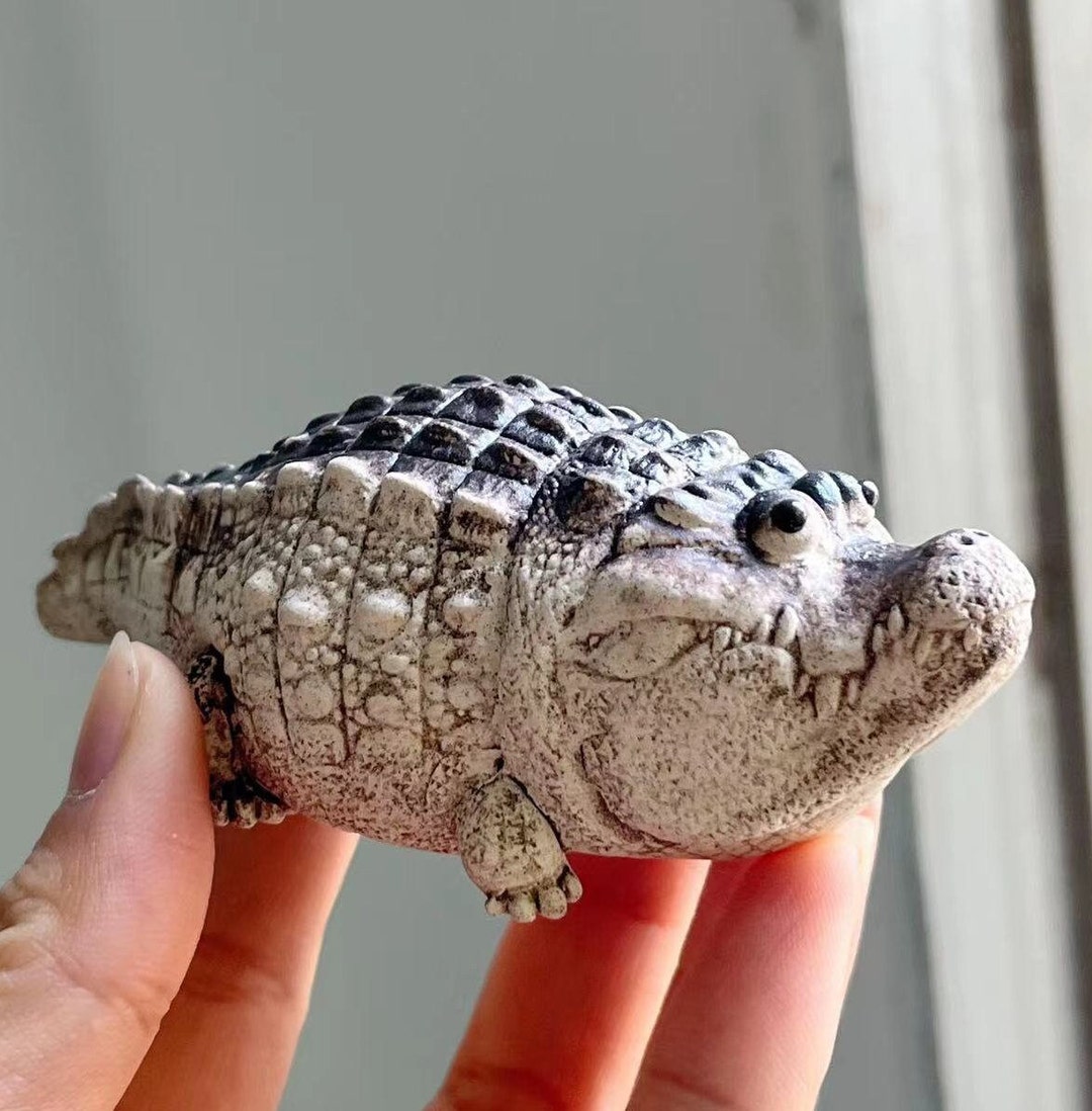 Chubby Cute Crocodile Figurine Statue Ceramic Funny Crocodile - Etsy