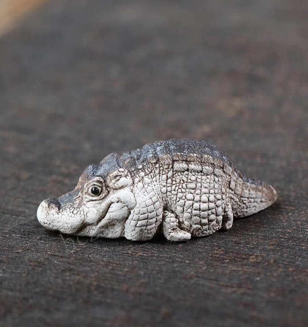 Chubby Crocodile Baby Figurine Statue, Ceramic Funny Crocodile Figure ...