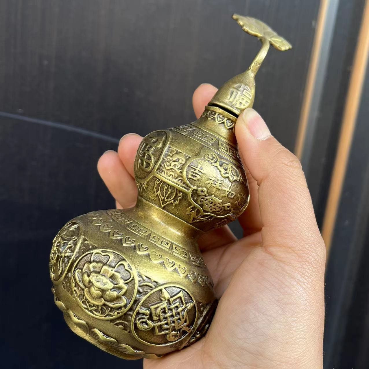 Brass Hu Lu Feng Shui Decoration Fortune Treasure Copper Gourd Brass ...