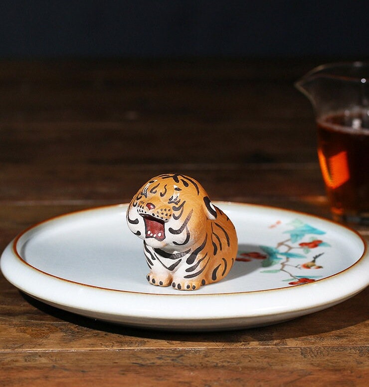 Chubby Pottery Tiger Baby Figurine Statue,ceramic Funny Tiger Figure ...
