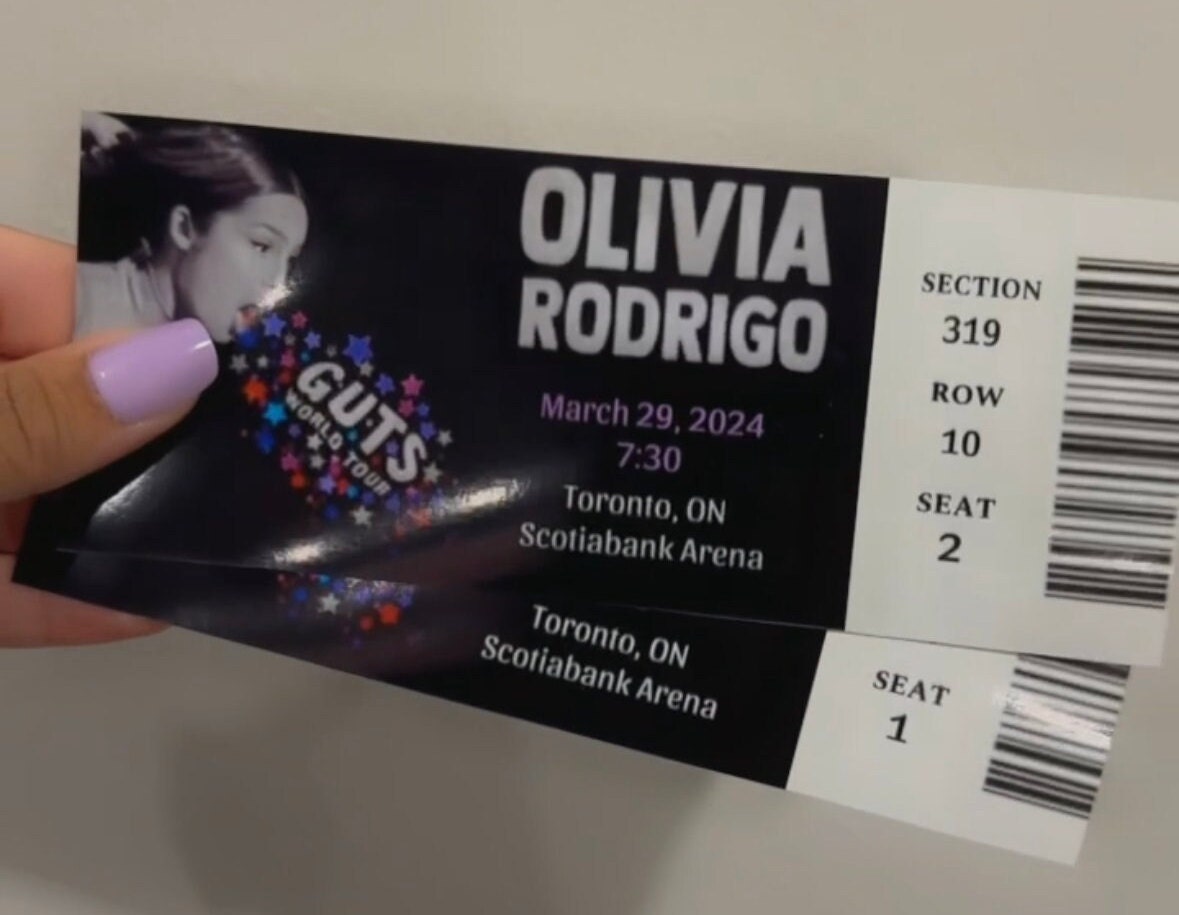 Physical Olivia Rodrigo GUTS TOUR Ticket - Custom - Etsy