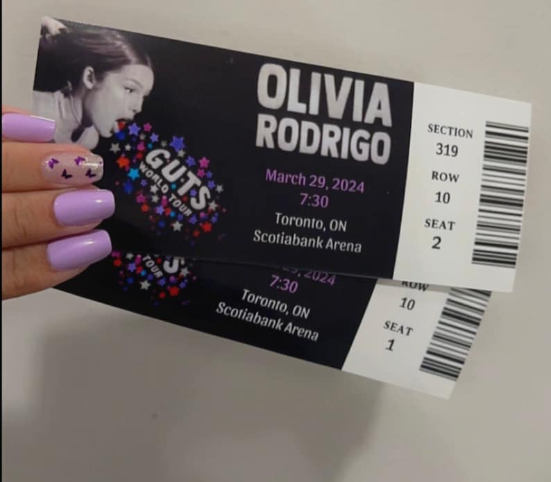Physical Olivia Rodrigo GUTS TOUR Ticket - Custom - Etsy