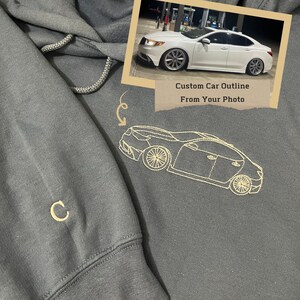 Car Embroidered Hoodie, Personalized Car Sweatshirt From Your Photo ...