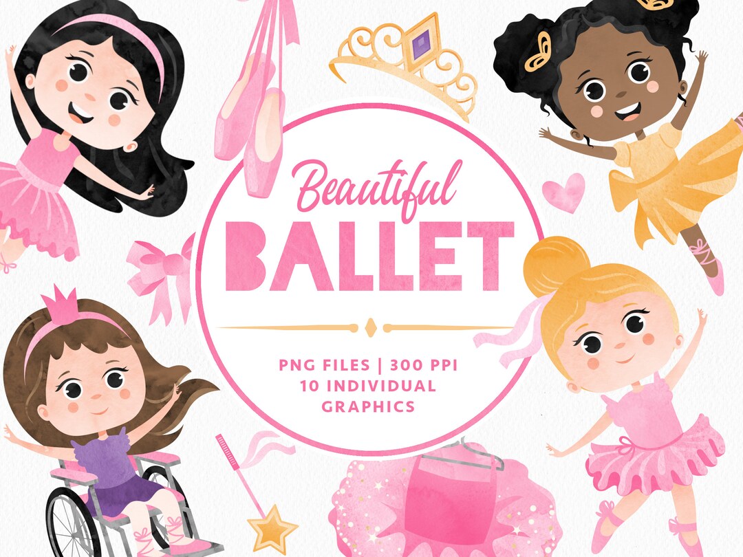 Ballerina Clipart Watercolor Effect Illustrations Ballet Dancers Themed ...