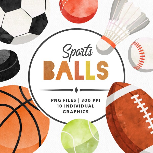 Sport Balls Clipart - Etsy