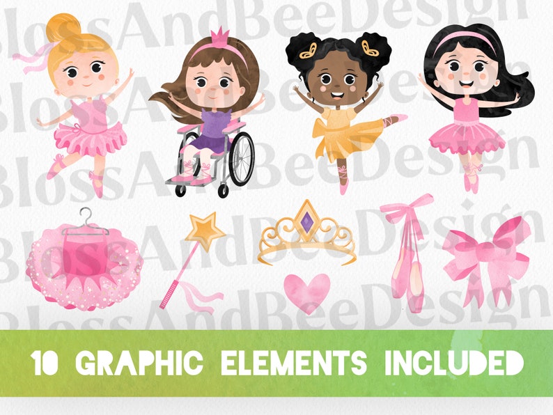 Ballerina Clipart Watercolor Effect Illustrations Ballet Dancers Themed ...