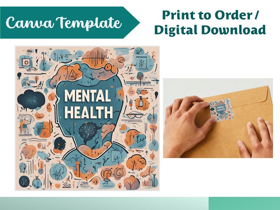 Mental Health Mindfulness Sticker - Canva Template - Printable or ...