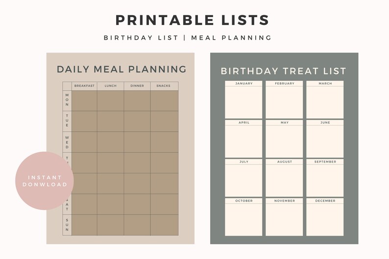 To Do List, Meal Planning, Birthday List, Grocery, Shopping List, Meal ...