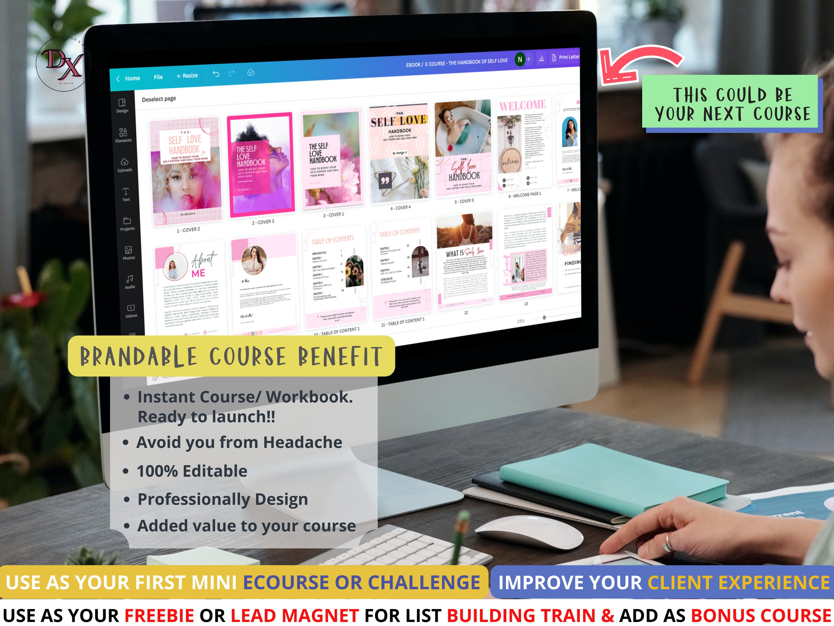 Self Love Workbook Canva Template Brandable Ecourse doneforyou Editable ...