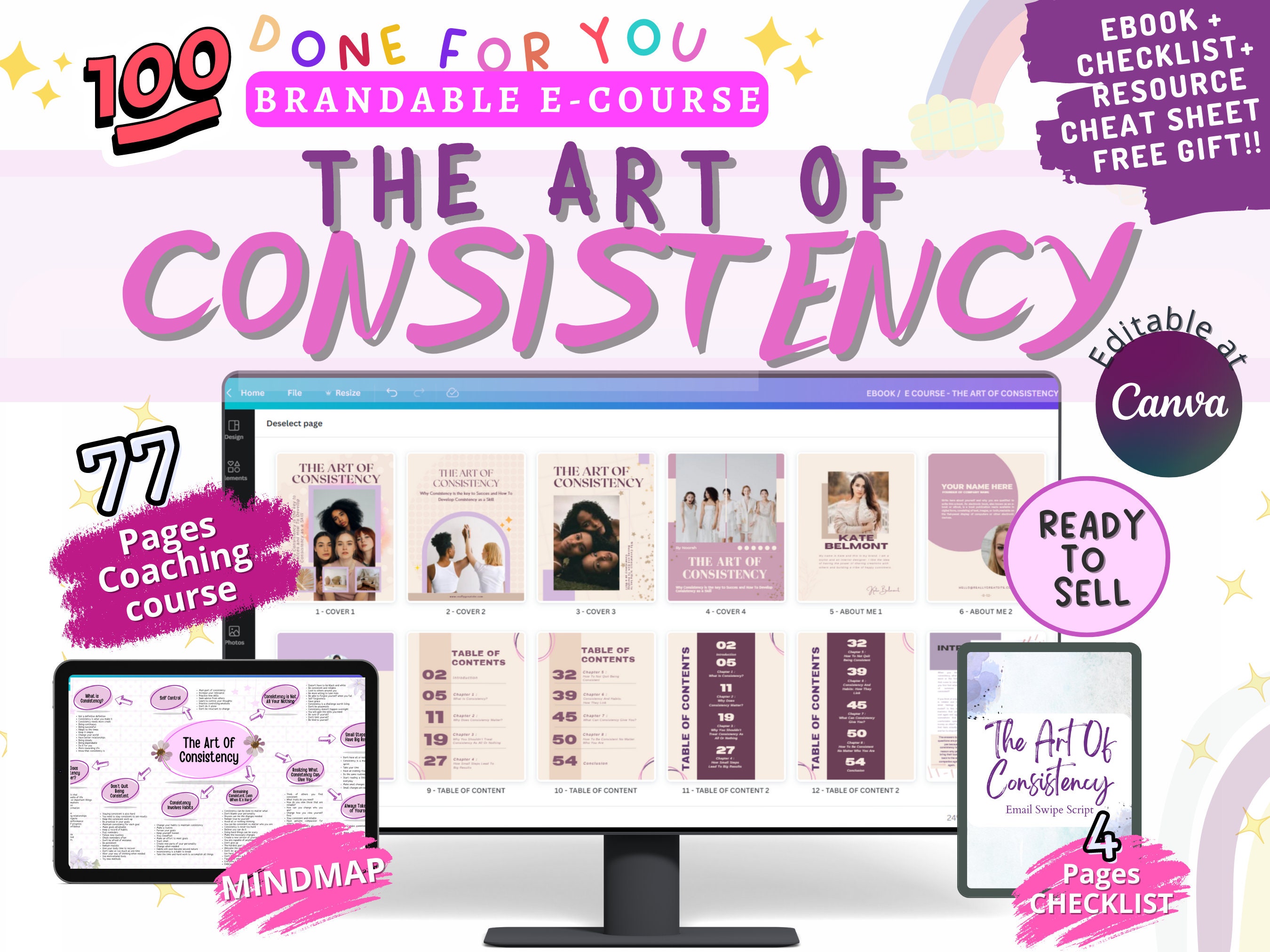 The Art of Consistency Canva Template Brandable Ecourse Done - Etsy UK