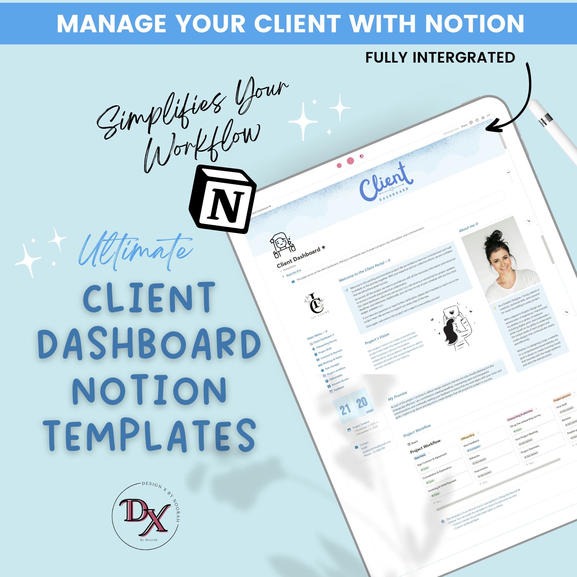 Notion Template Client Portal, Client Dashboard Project Tracker, Client Onboarding, Notion ...