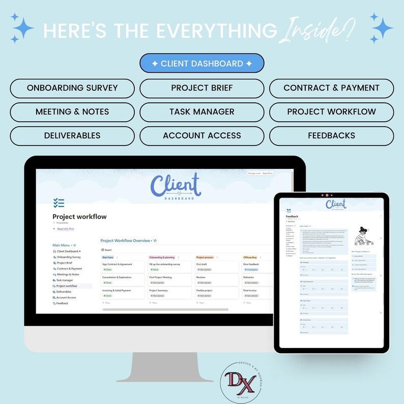 Notion Template Client Portal, Client Dashboard Project Tracker, Client Onboarding, Notion ...