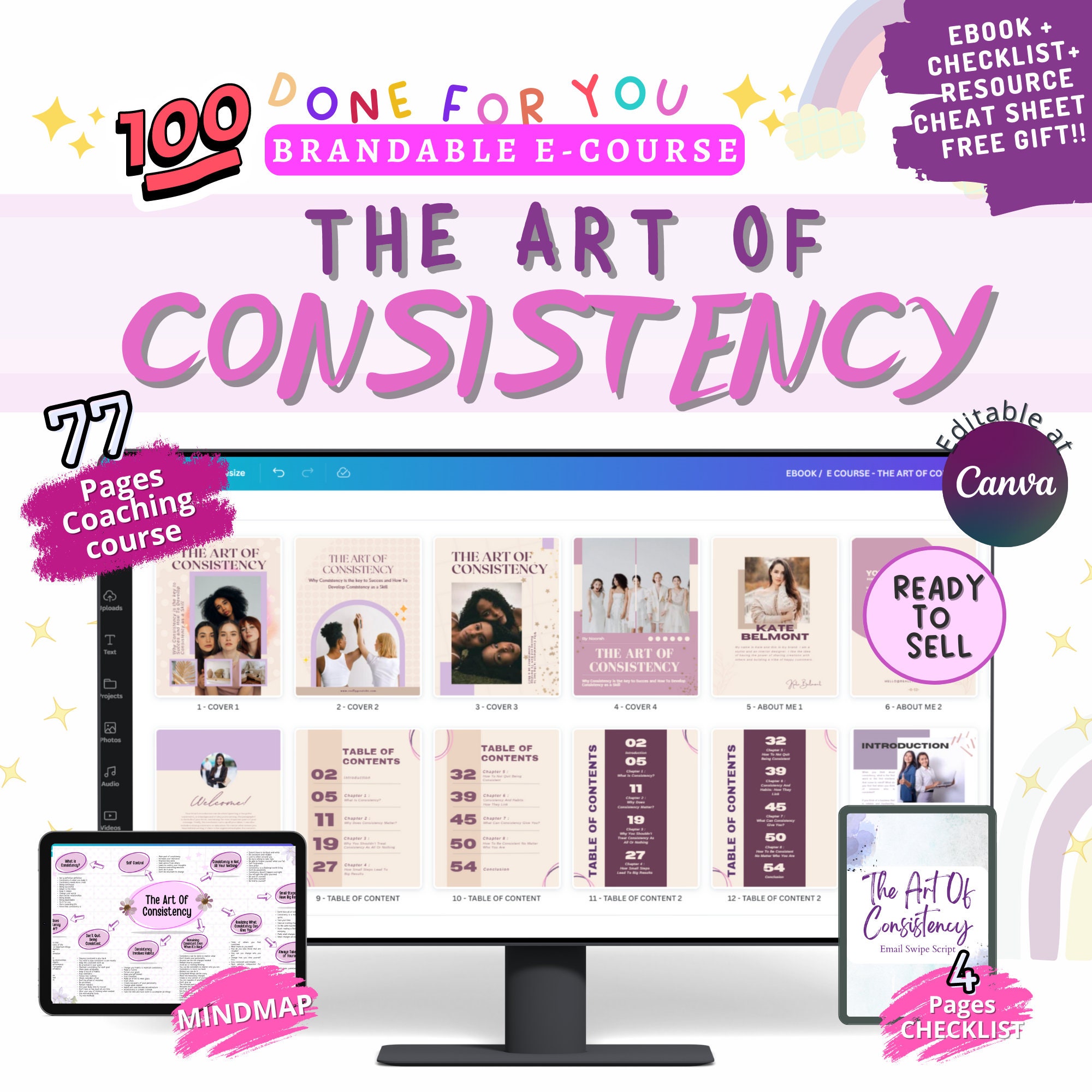 The Art of Consistency Canva Template Brandable Ecourse Done Foryou ...