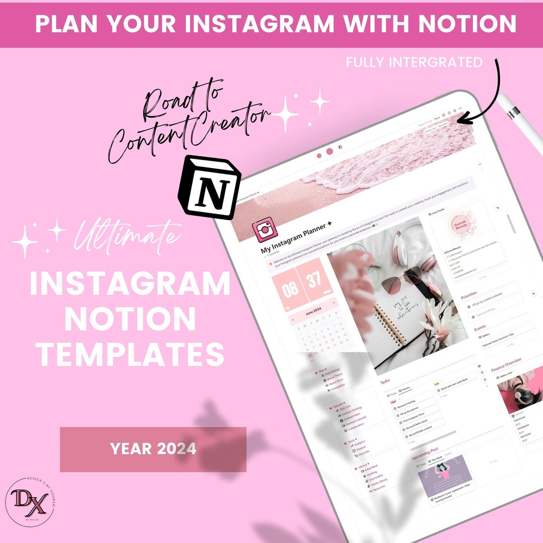 Ultimate Instagram Content Notion Planner, Notion Template Business ...