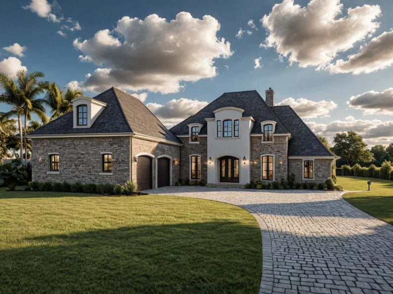 French Country Home Plan – Southern Design, 4 Bedroom (PDF Blueprints ...