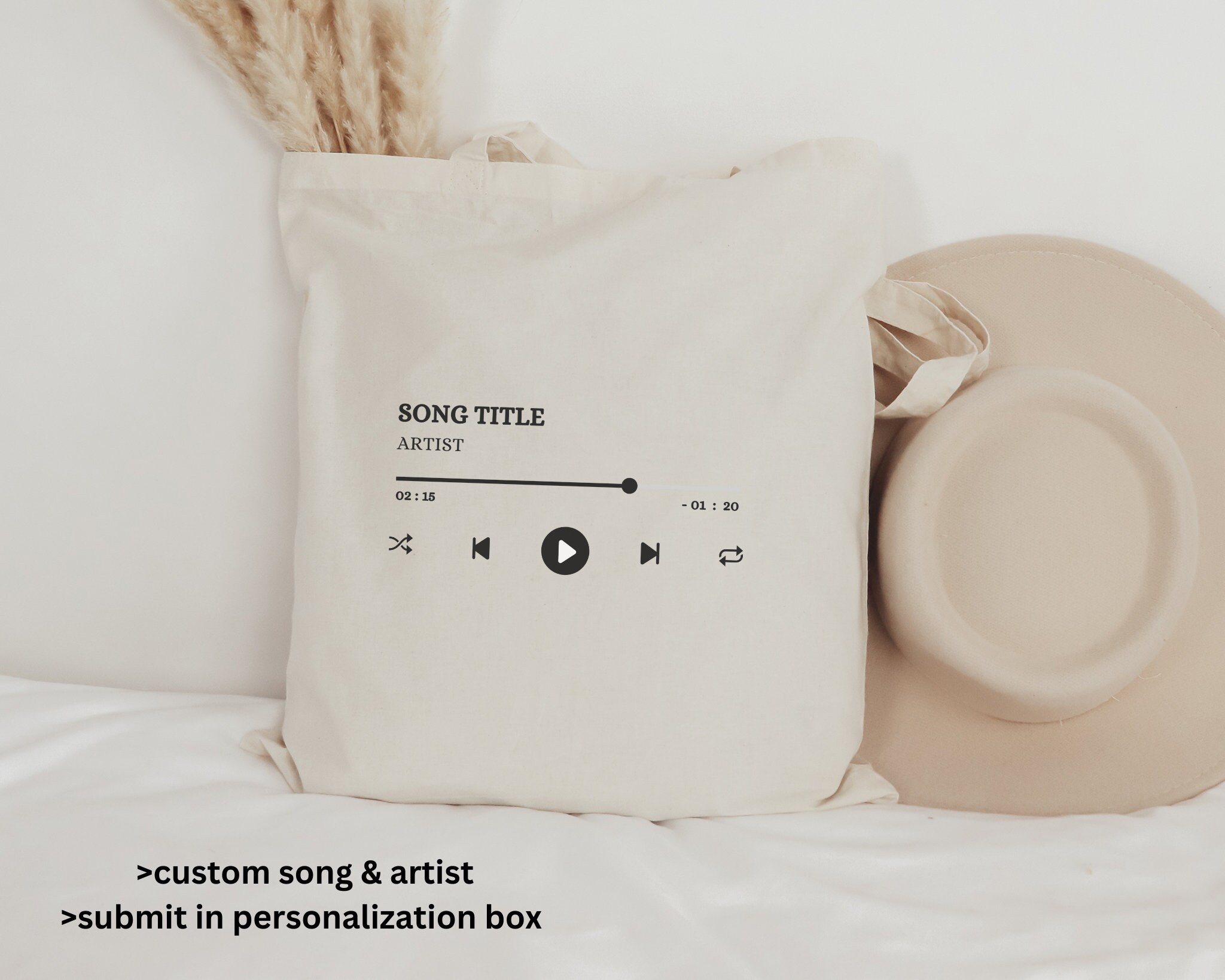Personalized Song Canvas Tote Bag Gift With Song Title - Etsy
