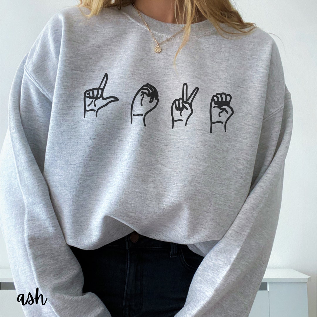 ASL Love Crewneck Sweatshirt: Gift for Interpreter - Etsy