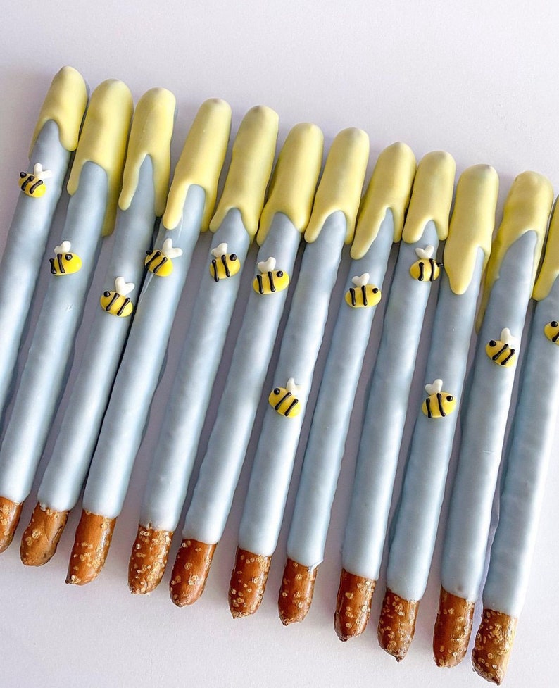 Winnie the Pooh Honey Bee Chocolate Dipped Pretzel Rods What Will Baby Bee 12 Pcs - Etsy
