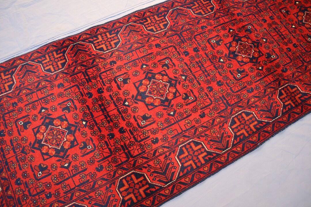 7 Ft Runner Rug Afghan Tribal Vintage Bukhara Rug, Turkmen Handmade ...
