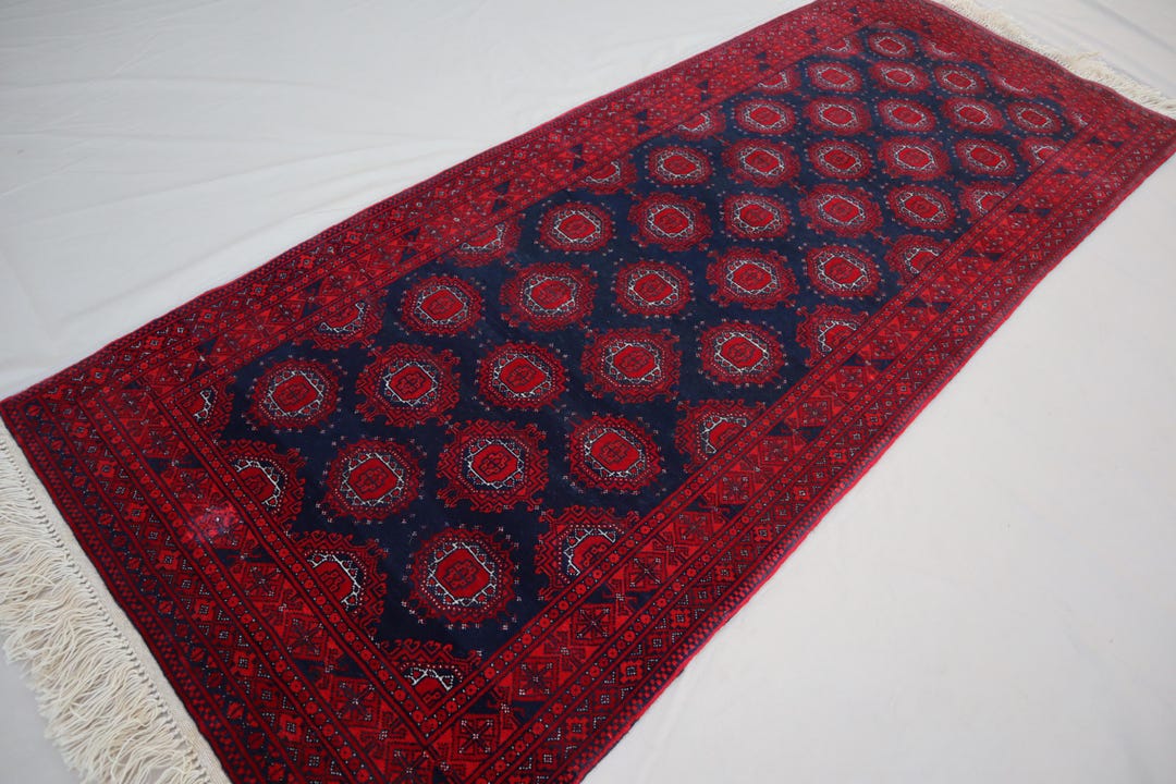 6 Ft Runner Rug 2'7x6'4 Antique Turkmen Sarouk Bukhara Rug, Handmade ...