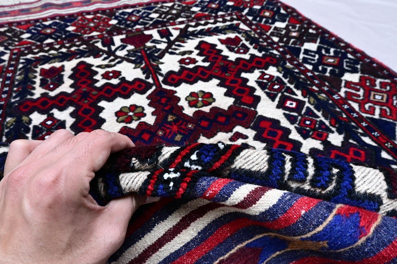 4x6 One of a Kind Afghan Handmade Vintage Area Rug - Geometric Design ...