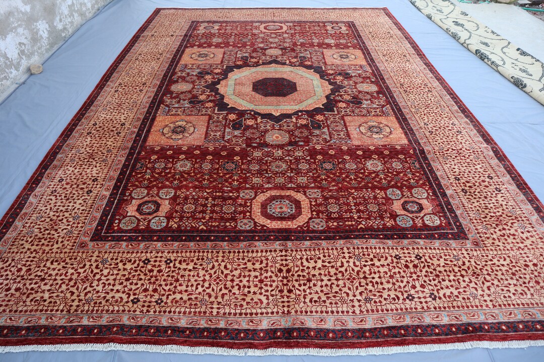 10x14 Rusty Orange Mamluk Area Rug - Fine Quality Afghan Hand Knotted ...