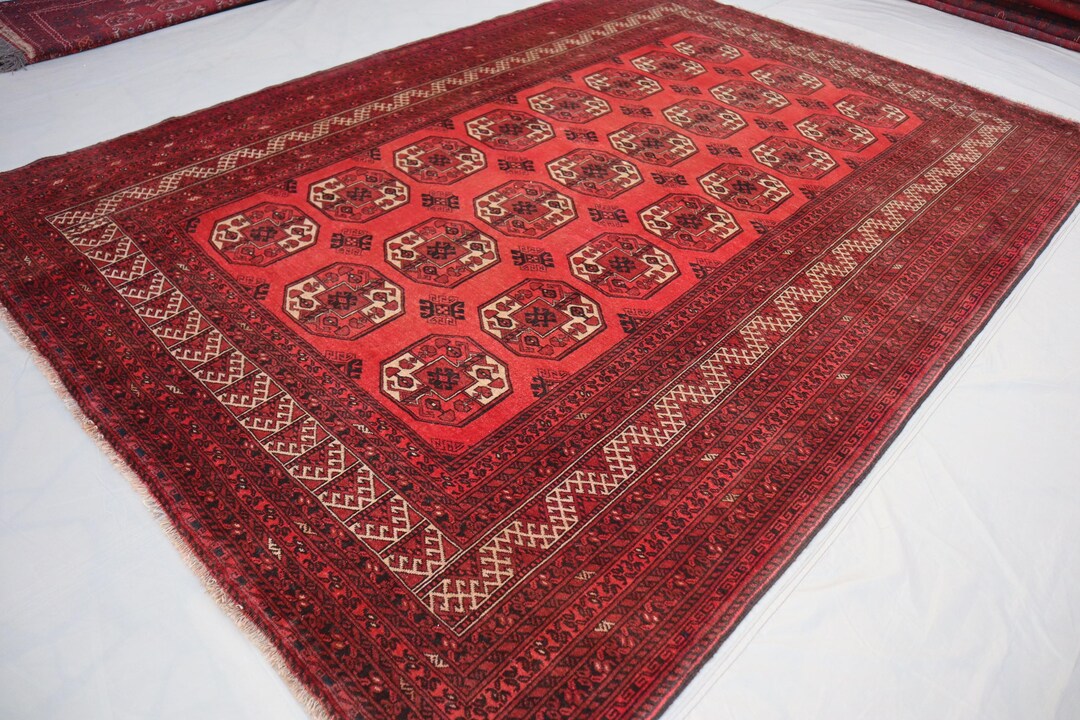 6'10x9'5 Antique Turkmen Ersari Rug - Rust Red Natural Veg Dyes Soft ...