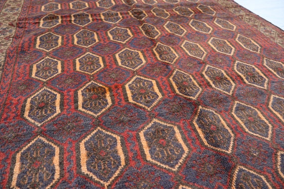 1950's Antique Rug 7'4 X 4.6 Ft Afghan Handmade Wool - Etsy