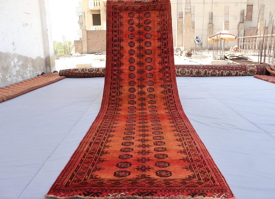 2'8x10'4 Ft Burnt Orange Runner Rug, Afghan Handmade Wool Runner ...