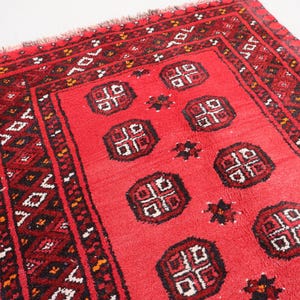 Small Vintage Rug 2'4x3'8 Ft Turkmen Red Bukhara Rug, Afghan Handmade ...