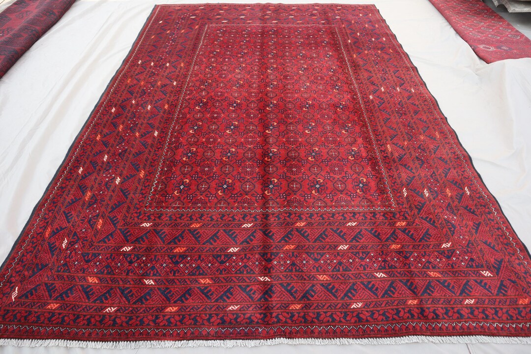7x10 Large Afghan Vintage Bashiri Bukhara Rug Handmade Wool Faded Rug ...
