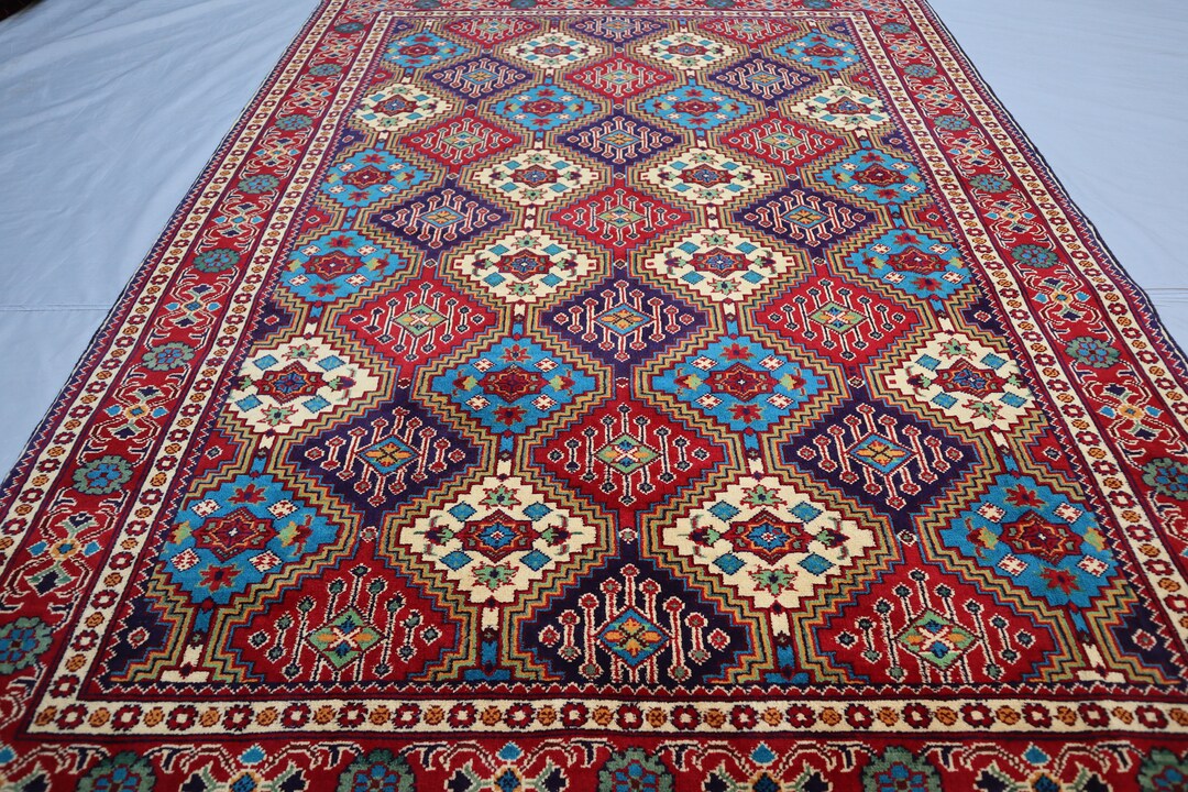 7x5 Ft, Navy Blue Afghan Area Rug, Stunning Afghan Handmade Rug ...