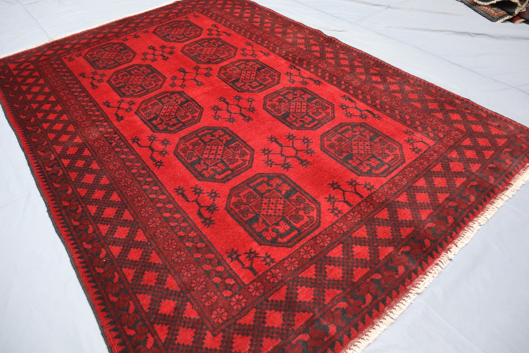 6x8 Turkmen Tekke Ersari Tribal Rug, Afghan Hand Knotted Veg Dye Wool ...