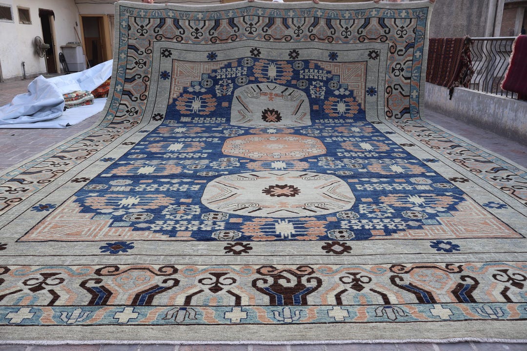 15x21 Oversized Area Rug Pastel Colors Turkish Khotan Rug, Afghan Hand ...